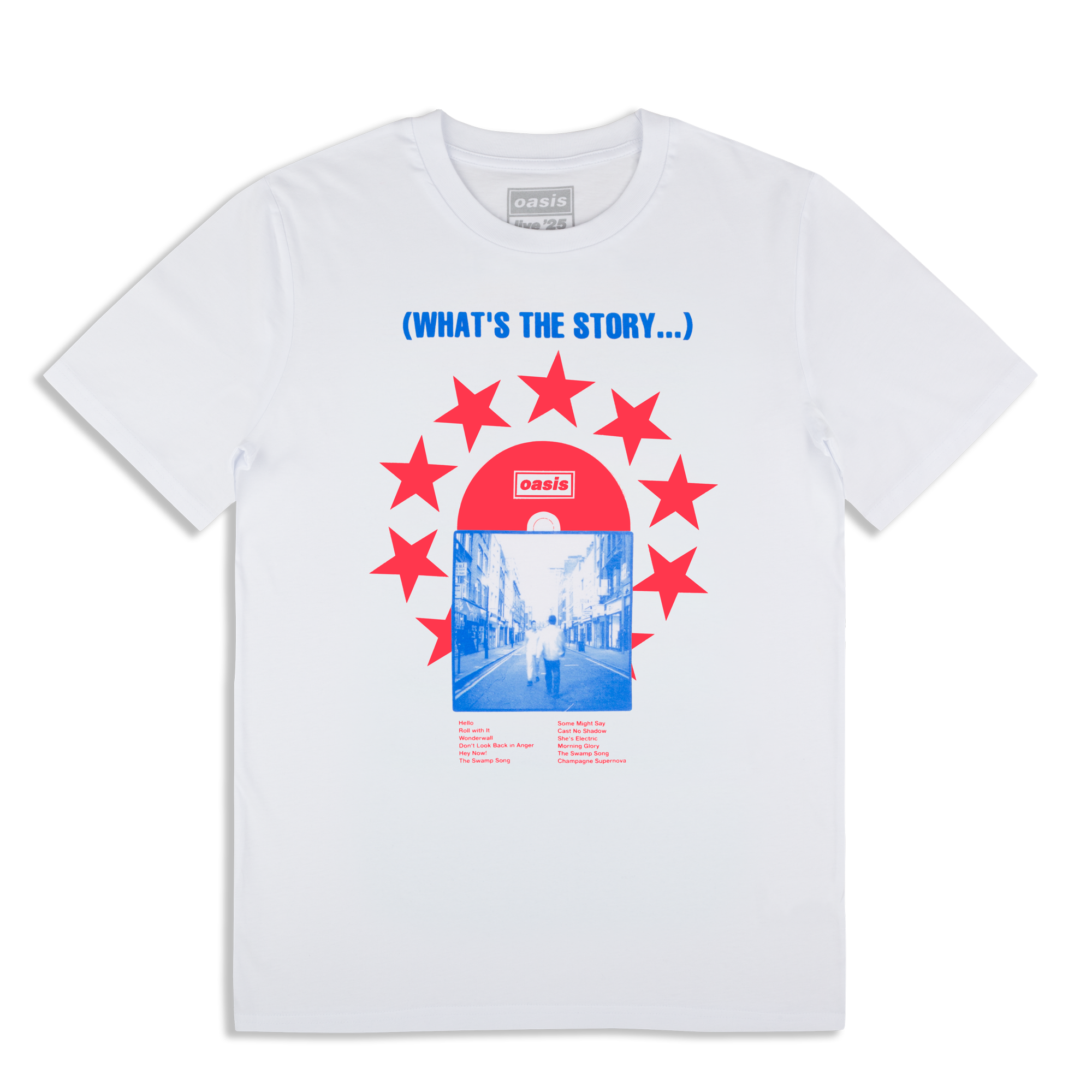 What's The Story CD Star T-shirt White – Oasis